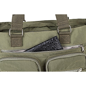 Crest Design Nylon Shoulder Bag Handbag, Teacher Nurse Tote Organizer (Army Green)