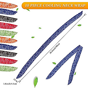 10 Pieces Ice Cool Scarf Summer Cooling Scarf Neck Wrap Headband Cooling Scarf Instant Chill Neck Scarf Soaked Tie Around Neck for Summer Outdoor Activity (Green, Black, Red, Blue, Orange)