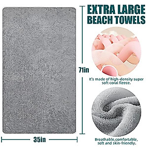 SAMSIER Oversized Beach Towel, Extra Large Pool Towel 35”x71”, Solid Beach Recliner Cover, Soft Quick-Dry Outdoor Shawl, Summer Ideal Gift for Family & Friend (Grey, 1 Pack)