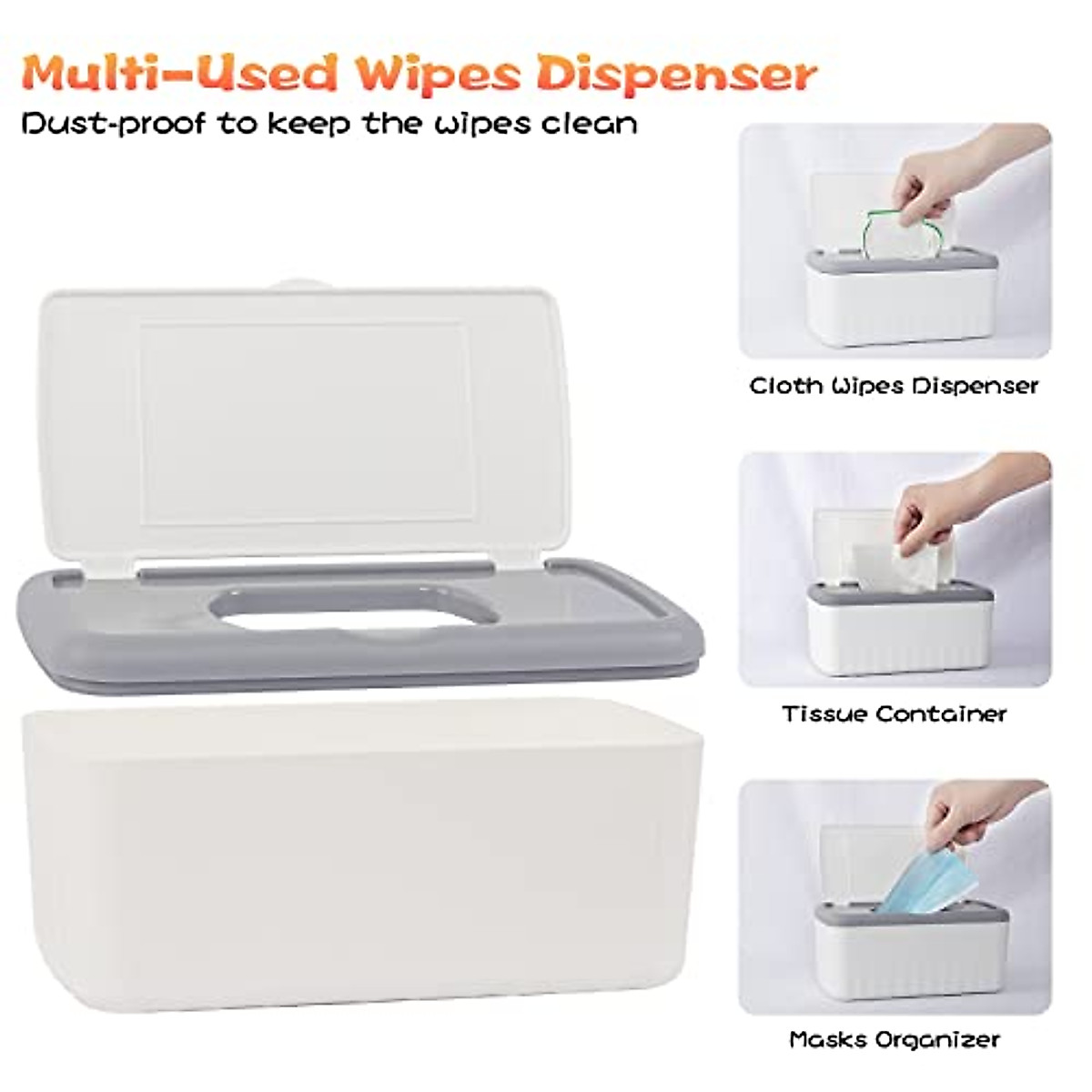 FAMOPLY 54 Pack Flannel Cloth Baby Wipes with Dispenser, Reusable natural skin-friendly baby wipes, Body Face Hand Washcloth Essential for Cloth Diapers 8x8 inch