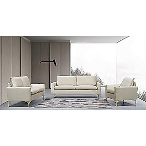 Container Furniture Direct Carrie Ultra Modern Living Room Velvet Upholstered Tufted Sofa, 76.77", Cream
