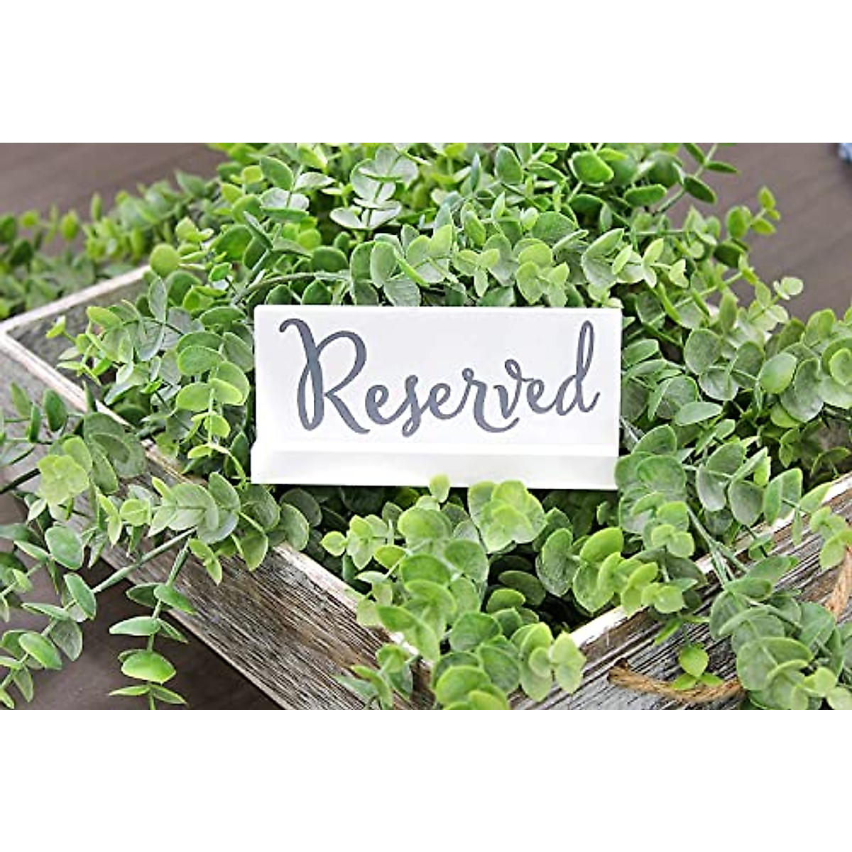 Darware Wooden Reserved Signs for Tables (6-Pack, White); Rustic Real Table Signs with Sign Holders for Weddings, Special Events, and Restaurant Use