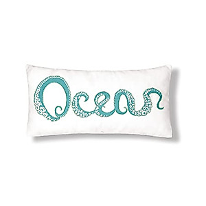 C&F Home Octopus Ocean Beaded Pillow Sealife Decor Decoration Throw Pillow for Couch Chair Living Room Bedroom 14 x 22 Seafoam