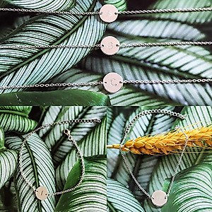 YANCHUN Silver K Initial Bracelet for Women Adjustable Round Disc Alphabet Letters Bracelet for Girls (K)