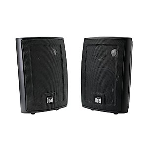 Dual Electronics LU43PB Black 4 inch 3-Way High Performance Outdoor Indoor Speakers with Powerful Bass | Effortless Mounting Swivel Brackets | Weather Resistant | Sold in Pairs | Black