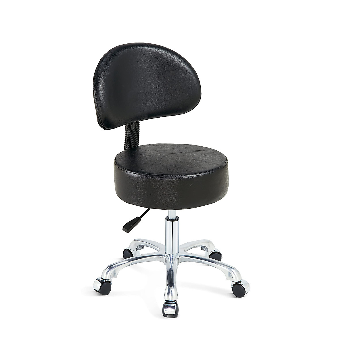 Lilfurni Swivel Rolling Stool Round Chair,Thick Sturdy Padding,Adjustable Stool with Wheels for Doctor,Medical,Massage Salon,Office,Shop(Black) (with Back, Black)