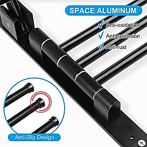 Laundry Clothes Drying Rack, Foldable Wall Mounted Drying Rack, Swivel Towel Rack with 5 Coat Hooks & 7 Swing Arms, Space Aluminum Drying Rack for Laundry Room Organization and Bathroom (Silver 7rods)