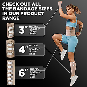 Premium Elastic Bandage Wrap – 8pk (4x3”, 4x4”) + 24 Extra Clips – Strong Compression Bandage Wrap - Wrist, Ankle, Foot, Knee Wrap