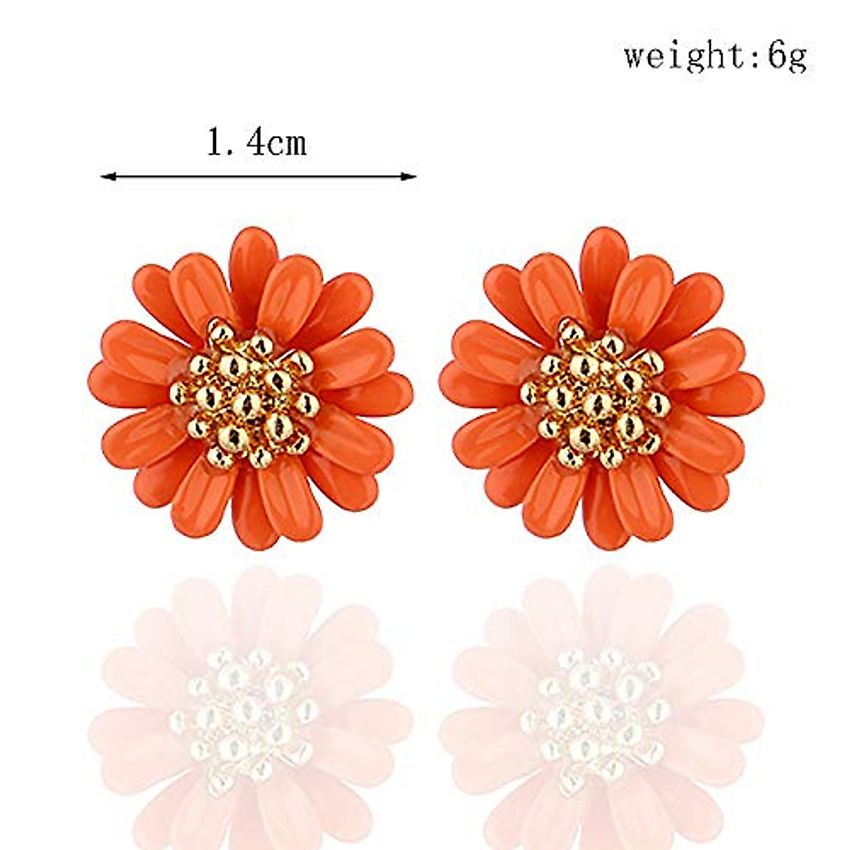 QIAN0813 Bohemian Sunflower Daisy Flower Stud Earring for Women Sweet Temperament Female Statement Earrings (Orange)