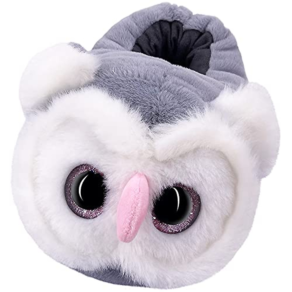 Dream Bridge Boys Girls Kids Plush Slippers Unicorn Dinosaur Puppy Shoes Unisex Fluffy Warm Plush Fleece Cute Slip on Daycare House Bedroom Non Slip Shoes Grey Owl 4.5-5 Big Kid