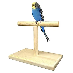 loinhgeo Portable Wood Bird Parrot Training Spin Perch Stand Playground Platform Toy Wood Color