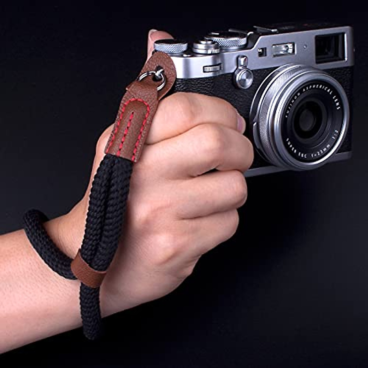 VKO Black Camera Hand Wrist Strap Compatible with Fujifilm X-T30 X-T4 X-T3 X-T20 X-T2 X70 X-Pro2 X-E3 X30 XQ2 X100F A6100 A6600 A6400 A6000 A6300 A6500 RXIR II Cameras Adjustable Safety Strap