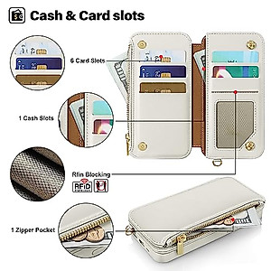 Antsturdy 2 in 1 Detachable for iPhone 13 Pro Wallet case with Magsafe,RFID Blocking Magnetic Wireless Charging PU Leather Phone case Flip Folio Cover Card Holder Wrist Strap Women Men,Beige
