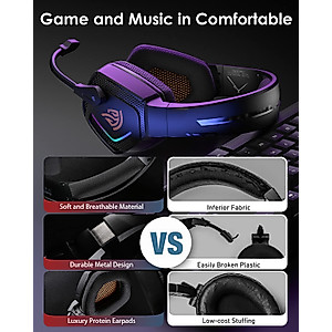 EasySMX C07W Wireless Gaming Headset with Microphone, 2.4GHz USB Gaming Headphones for PC, PS5, PS4, Nintendo Switch, Bluetooth Gaming Headset, 3D Stereo Surround Sound, Ergonomic Design