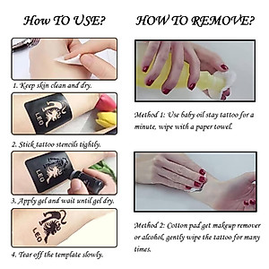 Temporary Tattoo Ink Temporary Tattoo kit (Natural Plants Based) temporary tattoo markers semi permanent tattoo with Stencils Skin-friendly for women Kids and adults (4 black)