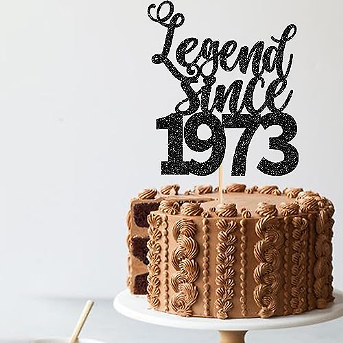 1 PCS Legend Since 1973 Cake Topper 50th Birthday Cake Pick Fifty Hello 50 Funny 50 and Fabulous Cake Decoration for 50th Wedding Anniversary Birthday Party Cake Decorations Supplies Black