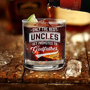 shop4ever Only The Best Uncles Get Promoted To Godfather Varsity Pregnancy Announcement Engraved Whiskey Glass (11 oz.)