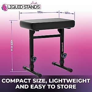Liquid Stands Piano Bench Adjustable Stool – Music Keyboard Bench Seat for Piano Keyboard Stand with Black Padded Cushion for Musicians Piano Stool Chair (PU Leather)
