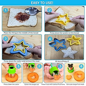 Makmeng Uncrustables Sandwich Cutter for Kids, 30Pcs Cookie Cutters and Sealer Set, Bread Pancake Sandwich Maker for Kids Bento Lunch Box - Vegetable Fruit Cutter Mold with Sandwich Bags & Forks