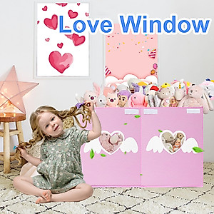 Large Toy Box Chest,Collapsible Sturdy Storage Bins with Lids,Large Kids Toy Storage Organizer Boxes Baskets for Kids,Boys,Girls,Toddler,Nursery Room,Playroom((Light Pink Heart)