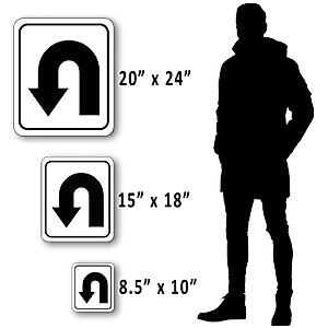 U-Turn Right Arrow Aluminum Composite Outdoor Sign - Street Signs - Road Signs - Right Turn Only Traffic Sign - Personalized Signs - Private Driveway Sign - One Way Sign - 8.5" X10"