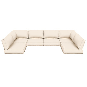 VONZOY Outdoor Furniture Cushions, Patio Replacement Cushions for Furniture Set, 14 Pieces Water-Resistant Patio Sofa Cushions Fits 6-seat Sectional Couch(Cream)
