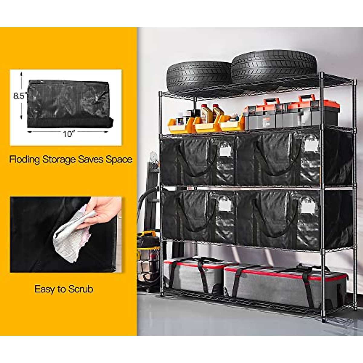 Heavy Duty Moving Bags, Extra Large Storage Totes for Space Saving, Carrying Handles and Marking Card Pocket for Moving, Organizer, Camping and Travel 94L (8 Pack)