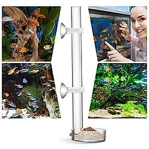 TIESOME Acrylic Fish Shrimp Feeder, Transparent Durable Aquarium Fish Shrimp Feeder, Assembled Feeding Tube Feeding Dish Tray Set for Fish Tank Aquarium Shrimp (25cm)