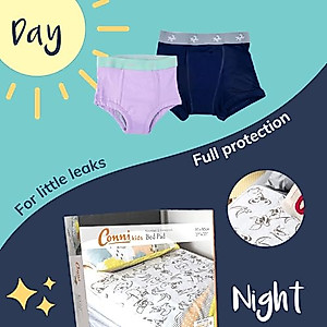 CONNI Kids Training Boxer Pants Soft Shorts Reusable Toddler Potty Training Underwear Waterproof Easy Pull Up Youth Incontinence Aqua Sizes 10-12