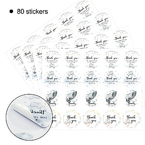80 Elephant Baby Shower Thank You Stickers, Elephant Themed Baby Shower Favor Label Stickers(2 Inch)