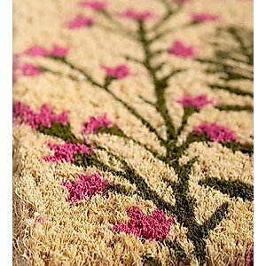 Vivaterra Spring Garden Coir Door Mat, 30" W x 18" D x 1" H, Natural Coir Entrance Doormat, Thick for Outdoor, Entry, Patio, Front Door Mat, Cheery Eco-Friendly Welcome Mat