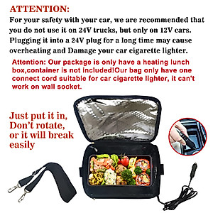Portable Oven 12V Personal Food Warmer,Car Heating Lunch Box,Electric Slow Cooker For Meals Reheating & Raw Food Cooking for Road Trip/Office Work/Picnic/Camping/Family gathering(12V) (Black)