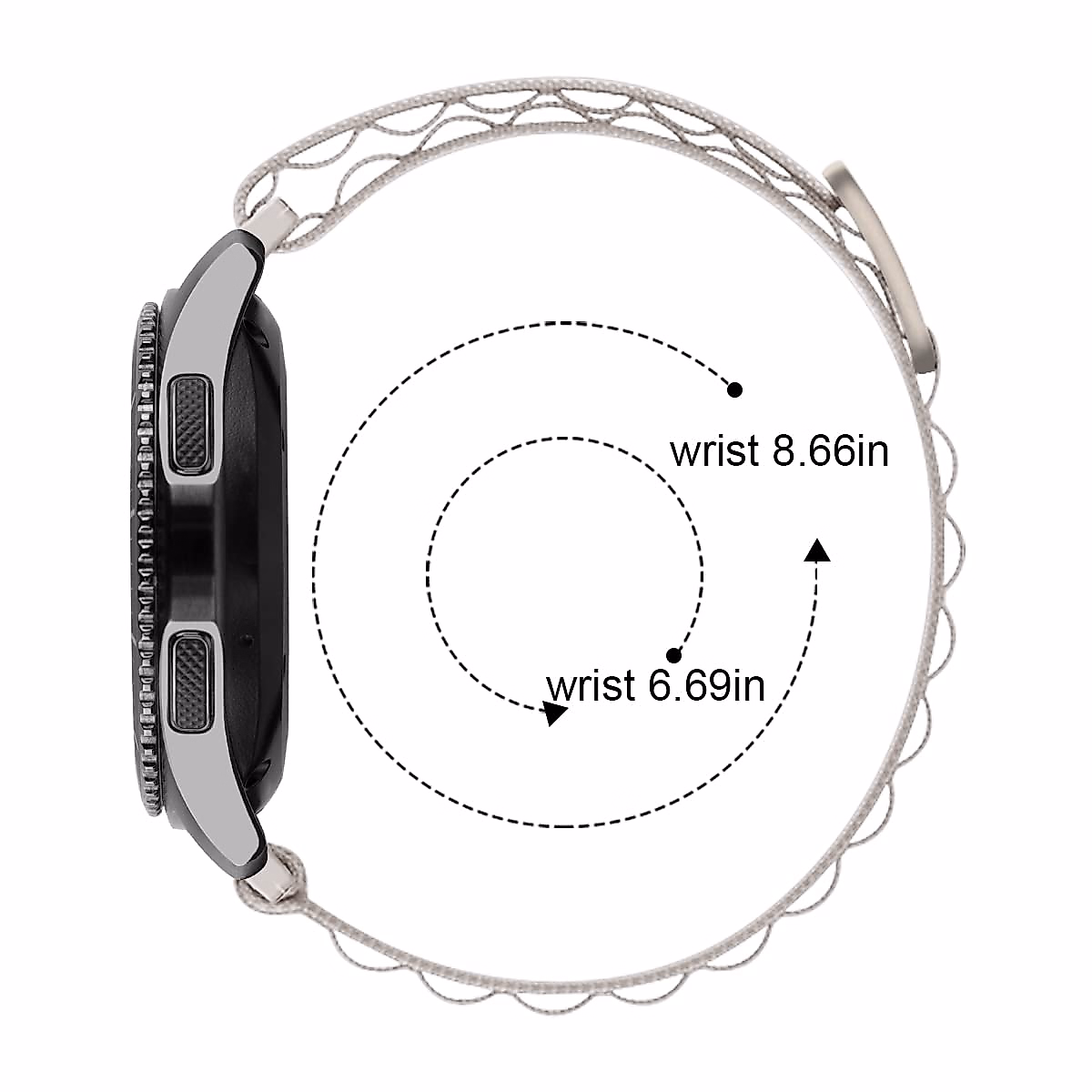 MroTech 22mm Nylon Band Compatible With Samsung Galaxy Watch 46mm (2019)/Watch 3 45mm/Gear S3 Frontier Band Replacement for GT/GT2/2e/GT3/GT4 Pro 46mm Strap for Men Women Alpine Starlight Beige