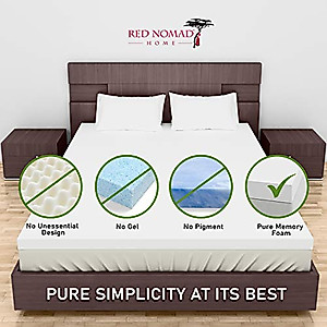 Red Nomad Memory Foam Mattress Pad 4 Inch - Twin Size Mattress Topper for Back Pain Relief. Breathable, Comfortable Cooling Bed Pad/Made in The USA