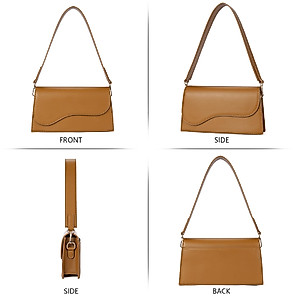 Telena Shoulder Bag for Women, Vegan Leather Women's Shoulder Purses Handbags with 2 Removable Strap Crossbody Bag Purses Brown