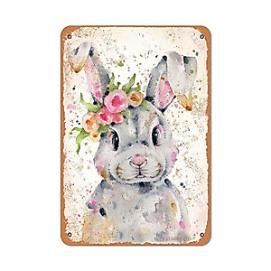 Little Bunny Art 8X12 Inch Retro Look Tin Decoration Plaque Sign for Home Kitchen Bathroom Farm Garden Garage Funny Wall Decor