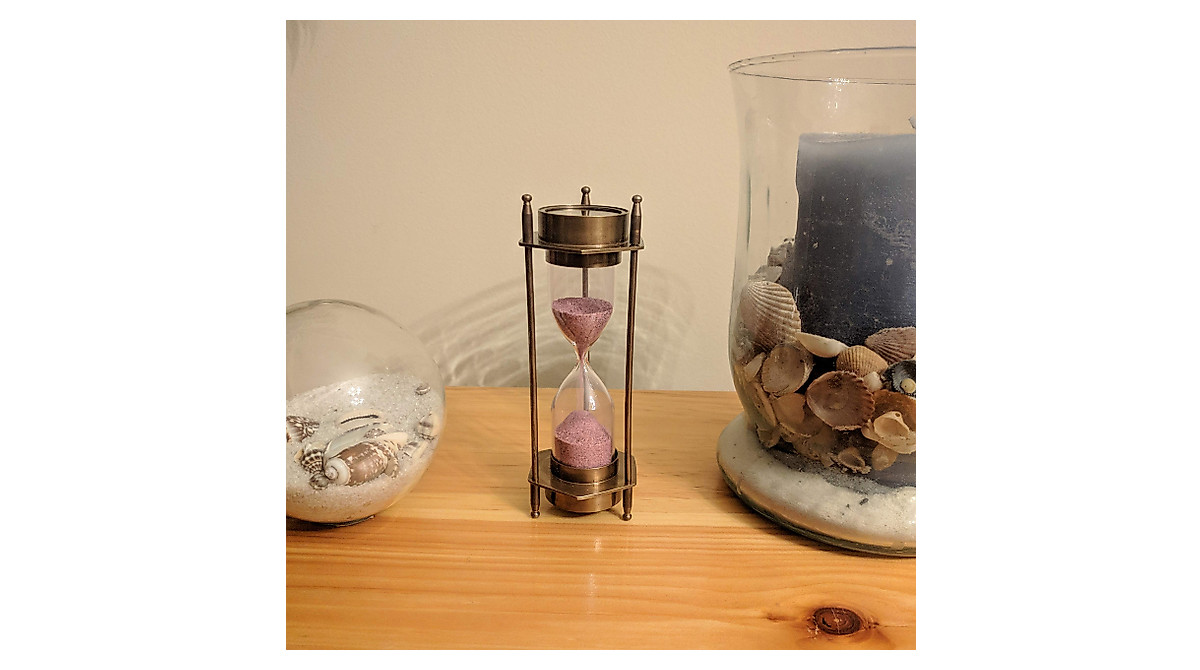 Brass Pirate Hourglass with Timer & Compasses | Nautical Decor