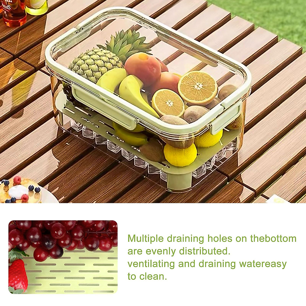 YUNLINLI 3 Pcs Large Fruit Storage Containers For Fridge with Removable Colanders, Airtight Food Storage Containers with Lids, Reusable Produce Saver with Handle, Stackable Plastic Fruit Veggie Saver
