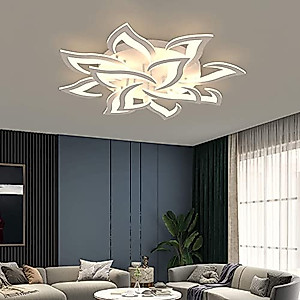 OKES Modern Ceiling Light,dimmable led Ceiling lamp Fixture with Remote Control,12 Acrylic Petal Flush Mount Chandelier Light for Dining Room,Bedroom,Living Room,kitchen/3000-6000K
