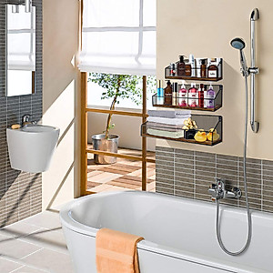 Schliersee Floating Shelves Wall Mounted Mesh Storage Shelf Set for Bathroom, Bedroom, Kitchen, Living Room, Office, Set of 3 Pack