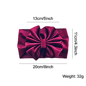 Lawie 8 PACK Elastic Stretchy Elastic Soft Wide Velvet Bowknot Bow Headbands Hairband Knot Turban Headwraps Hair Bows Accessories for Kids Toddler Infant Newborn Baby Girl Bulk