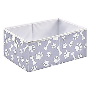 CaTaKu Bone Paw Purple Storage Baskets Large Rectangular Storage Bins Baskets for Organizing Fabric Collapsible Storage Organizer for Shelves