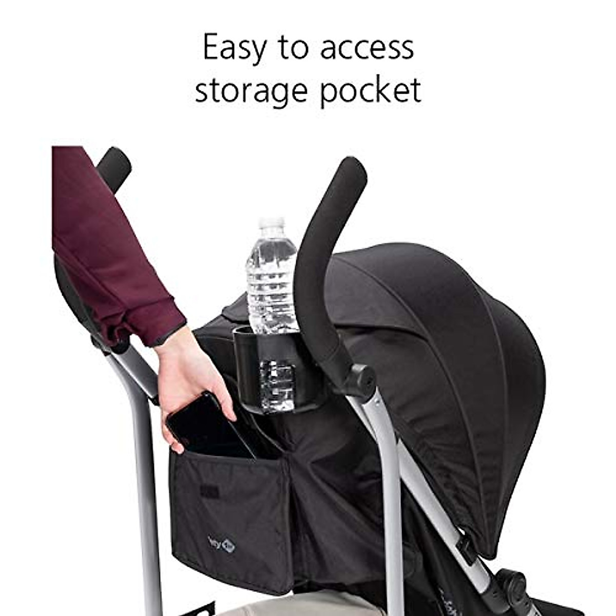 Safety 1st Step Lite Compact Stroller, Lightweight aluminum frame and a breeze to carry, at only 15 lbs, Back to Black