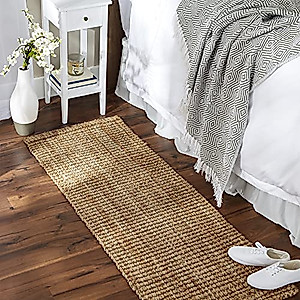 J & M Home Fashions Eco-Friendly Sturdy Rolled Natural Indoor/Outdoor Jute Rug, 22x60", 1-Piece, Natural