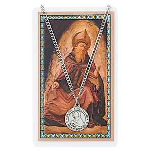 St Augustine Prayer Card With Medal Saint Catholic Christian Pendant Charm Patron