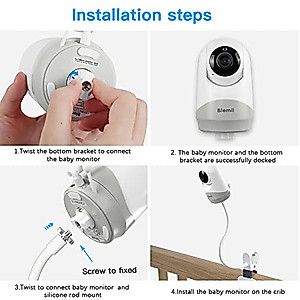 HOLACA Flexible Clip Mount for Hellobaby HB6550/HB40/HB65/HB66/HB248, Blemil Baby BL9052-2,JUAN2215 and VTimes302 Baby Monitor Camera Stand Bracket for Crib Without Tools or Wall Damage (Clip Mount)