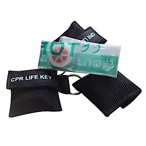 Elysaid 100 pcs/pack CPR Barrier Face Shield Mask with Keychain for CPR AED Training Black