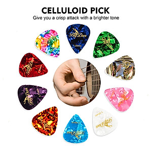 BigDeer 50 pack Celluloid Guitar Picks ，includes Thin,Medium, Heavy & Extra Heavy Picks Plectrums for Acoustic Guitar,Ukulele,Bass ，with 6 Guitar Selection Grips Silicone pad Wrapped in tin box