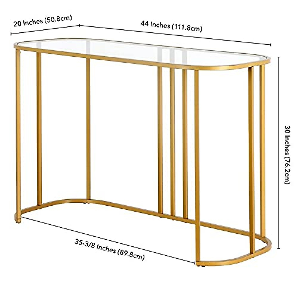 Beatrice 44'' Wide Oval Writing Desk in Brass