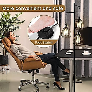 HIHUOS Dimmable Floor Lamp for Living Room - Retro 68" Tall Standing Tree Lamps for Bedroom - Black Farmhouse Pole Stand Up Lamps for Office Home [Upgraded]